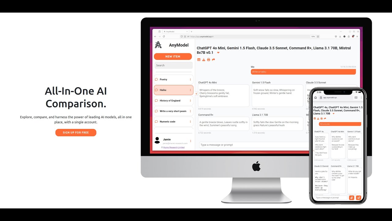 All In One AI Comparison | Unveiling AnyModel's new UX | Use and ...