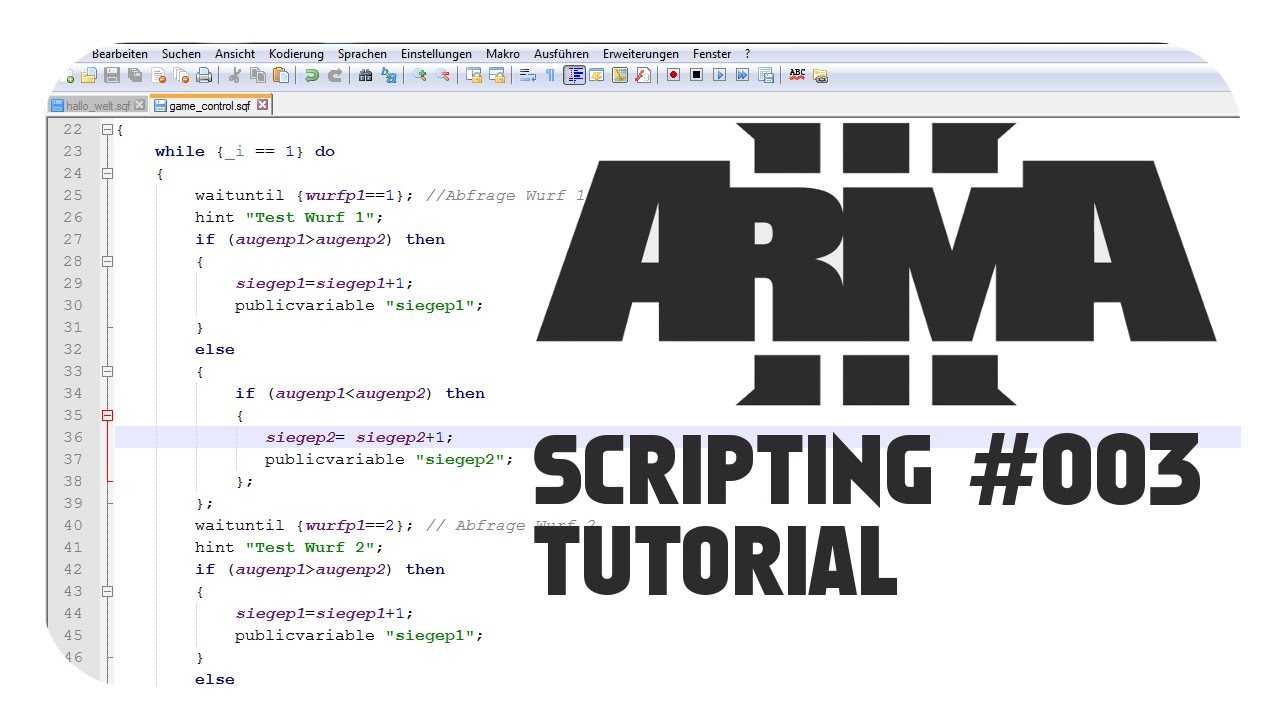 ArmA 3 Scripting Tutorial für Einsteiger #003 - Vergleiche und logische Operatoren - YouTube