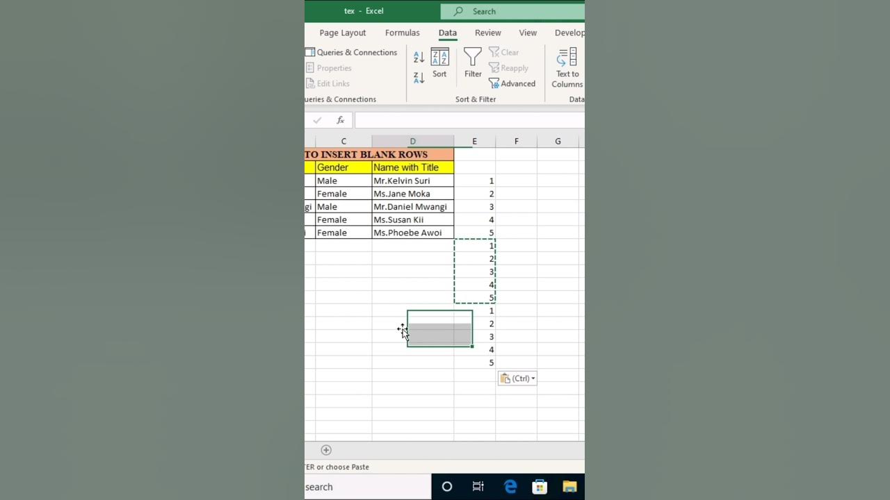 Add blank rows after every row in Excel #exceltips #excelhacks #exceltutorial - YouTube
