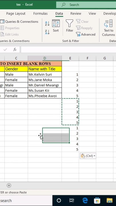 Add Blank Rows After Every Row In Excel Exceltips Excelhacks Exceltutorial Youtube