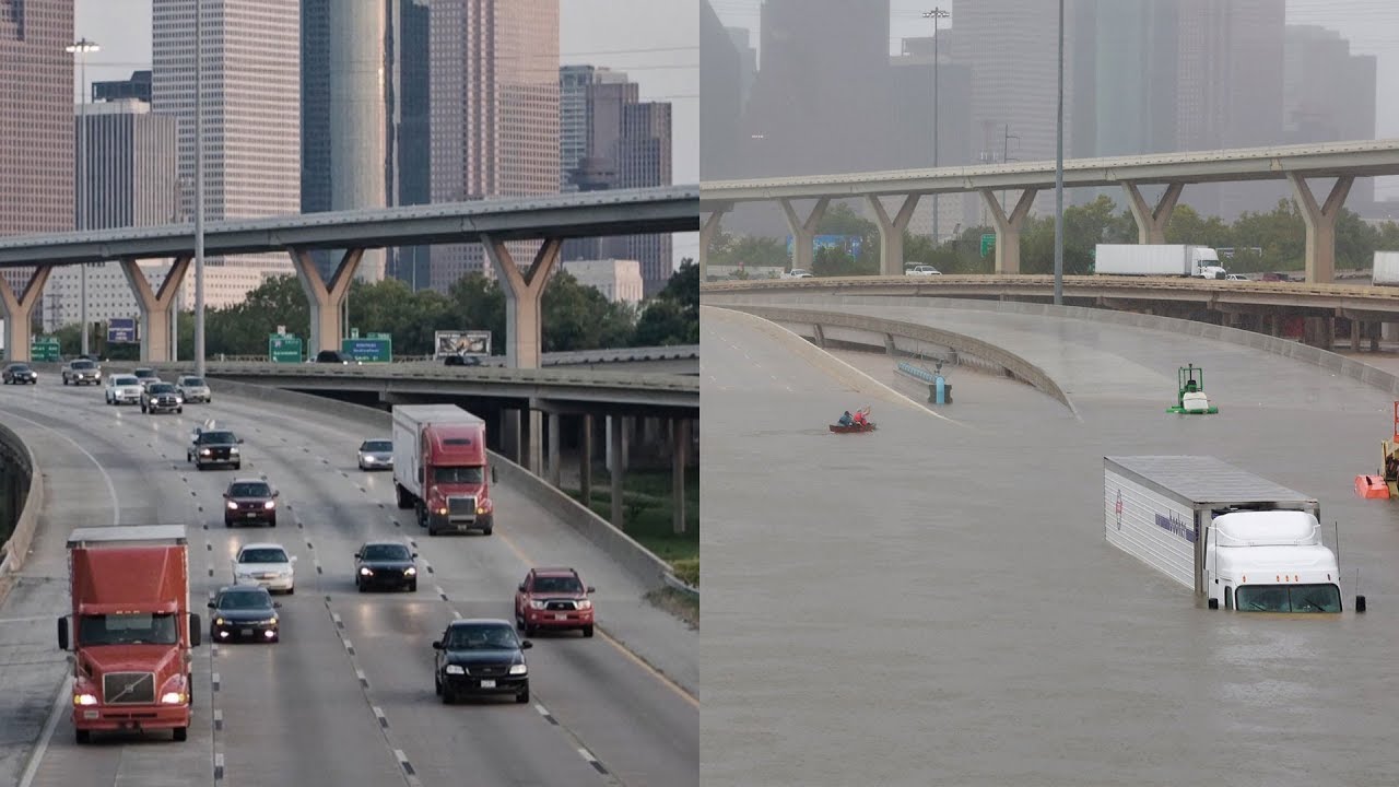 Houston flooding: Before and after - YouTube