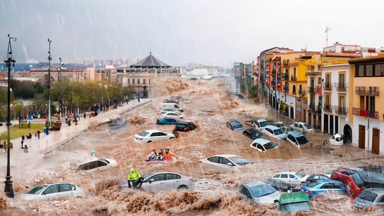 Apocalyptic Footage from Spain! Crazy Flood sweeps away homes and ...