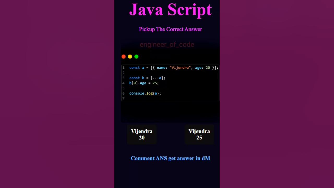 Js Object And Array Array Copy And Interview Questions Js Computer