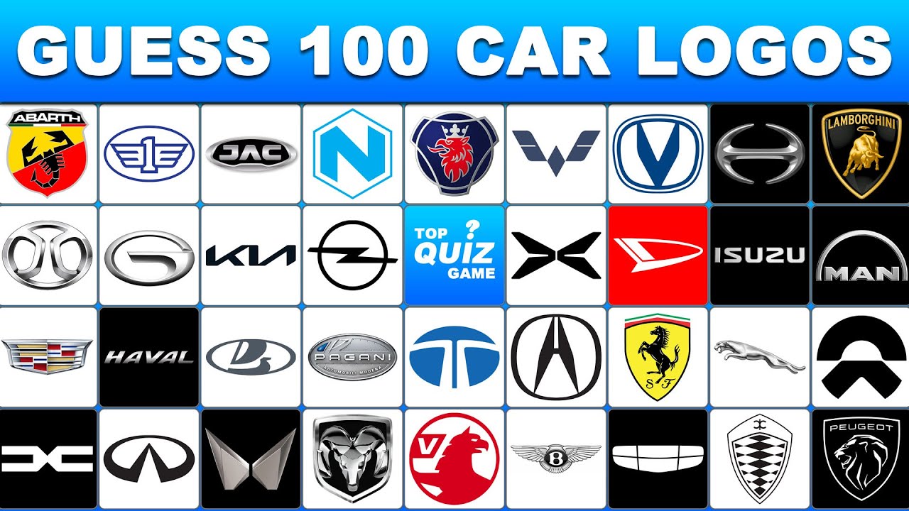 Guess All 100 Car Logos - Quiz Guess The Logo - YouTube