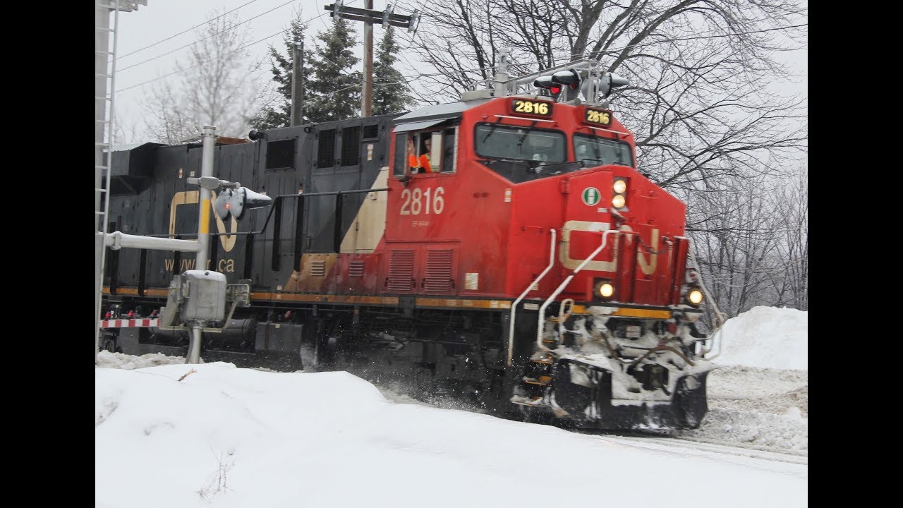 LATE CN 368 CN 2816 2893 IC 2704 8826 StPaulin 24 Jan 19 117 cars - YouTube