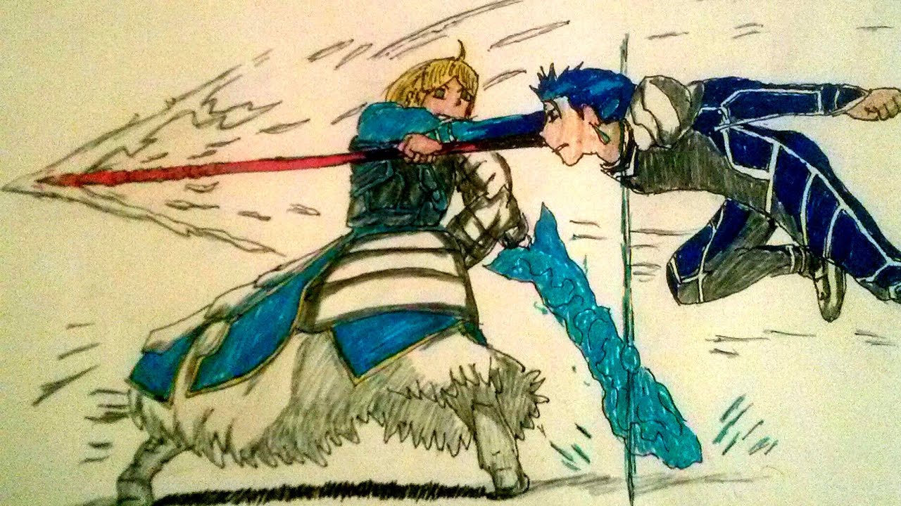 Dibujando A Saber vs Lancer de Fate/Stay Night / Drawing A vs Lancer ...