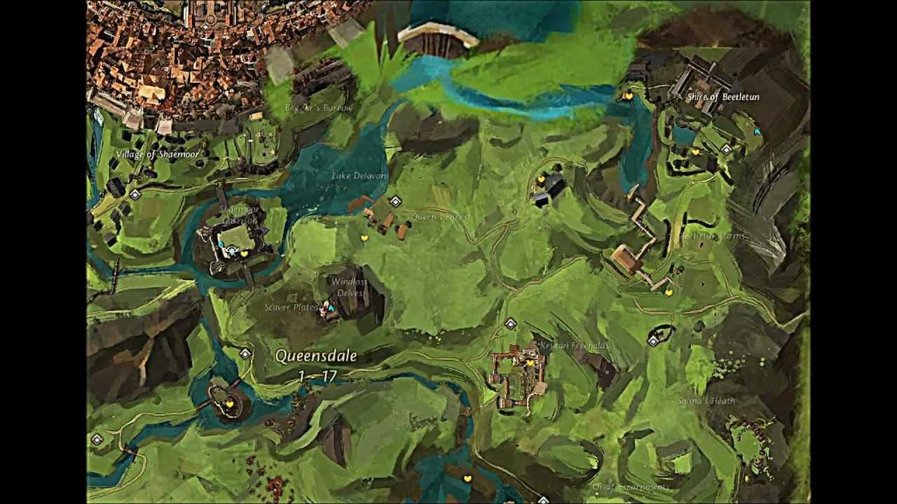 Guildwars 2 Queensdale 100% Complete - YouTube