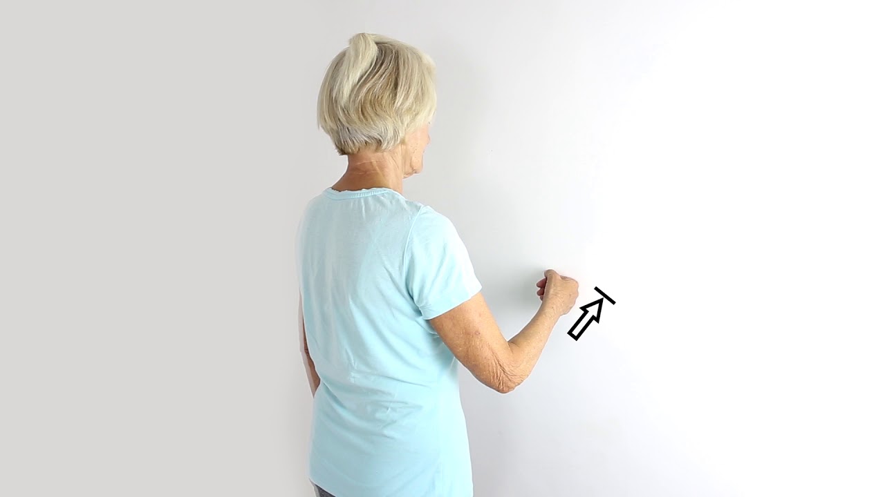 Senior: Isometric Shoulder Strengthening Against Wall - YouTube