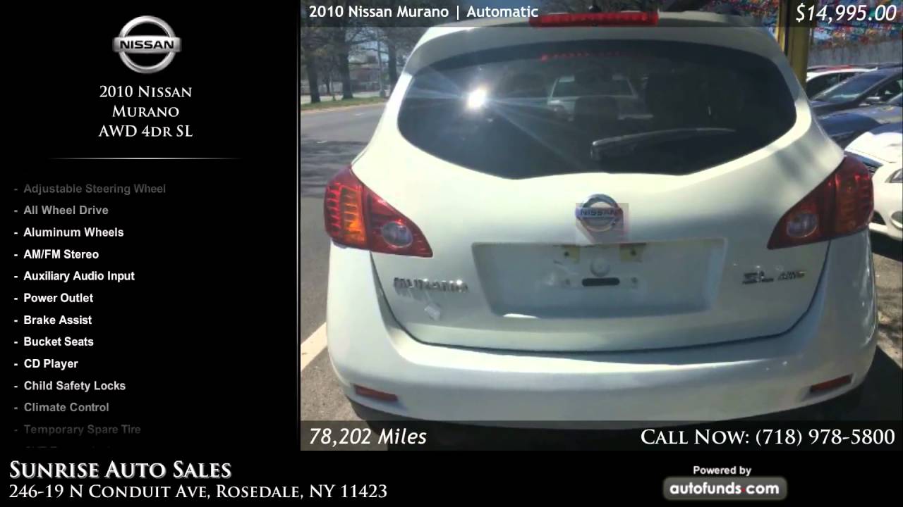 Used 2010 Nissan Murano | Sunrise Auto Sales, Rosedale, NY - SOLD - YouTube