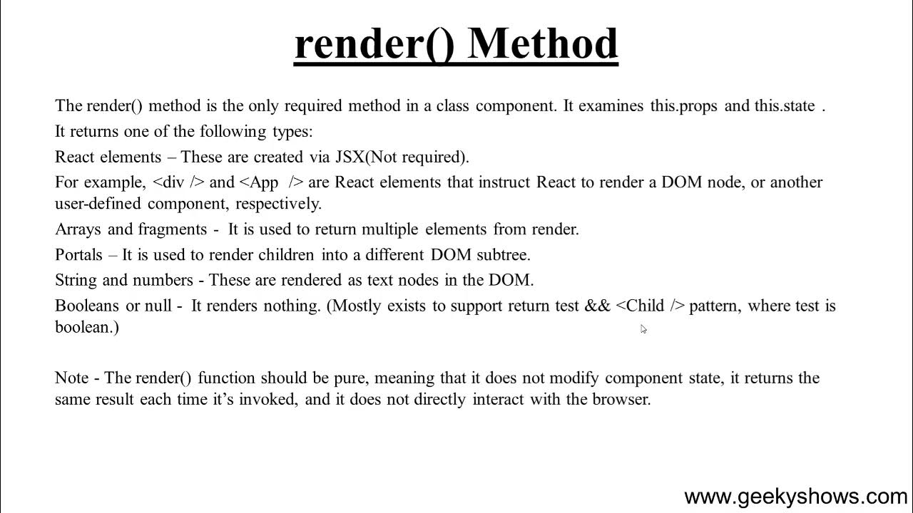 4 render Method, createElement Method and ReactDOM render Method in React JS Hindi - YouTube