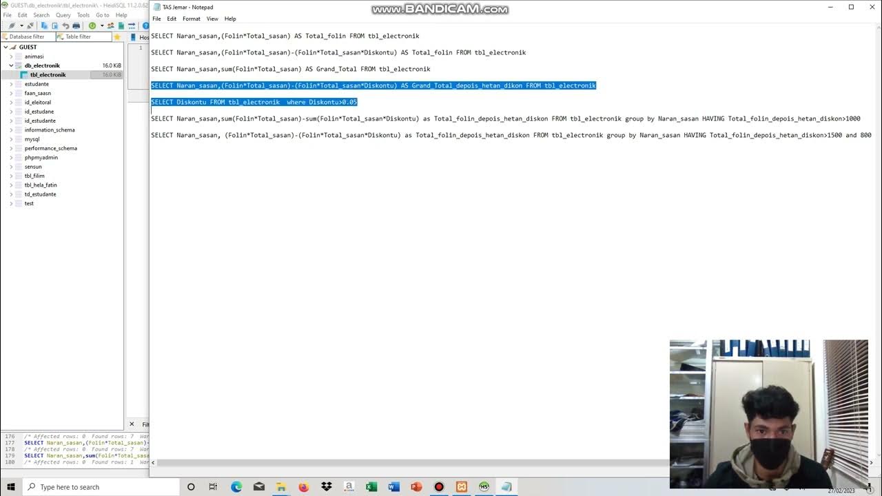 Tutorial halo syntax/coding konaba oinsa atu buka total folin sasan no diskontu USA Heidisql ...
