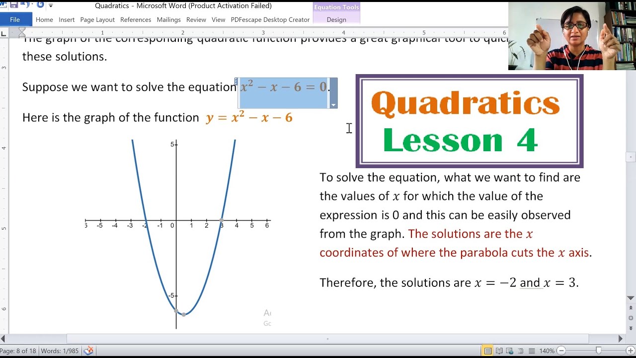 Quadratics - Lesson 4/7 (Solving Quadratic Equations) - YouTube