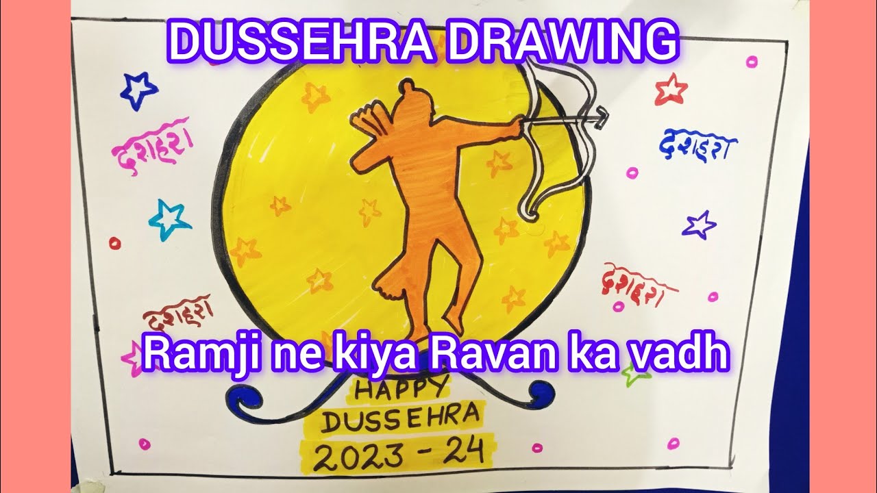 Dussehra | How to draw and Colour | Ramji ke kiya Ravan ka vadh ...