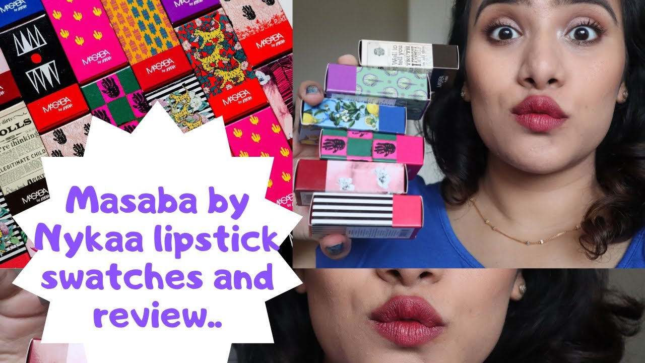 *NEW NYKAA by MASABA lipstick swatches :) - YouTube