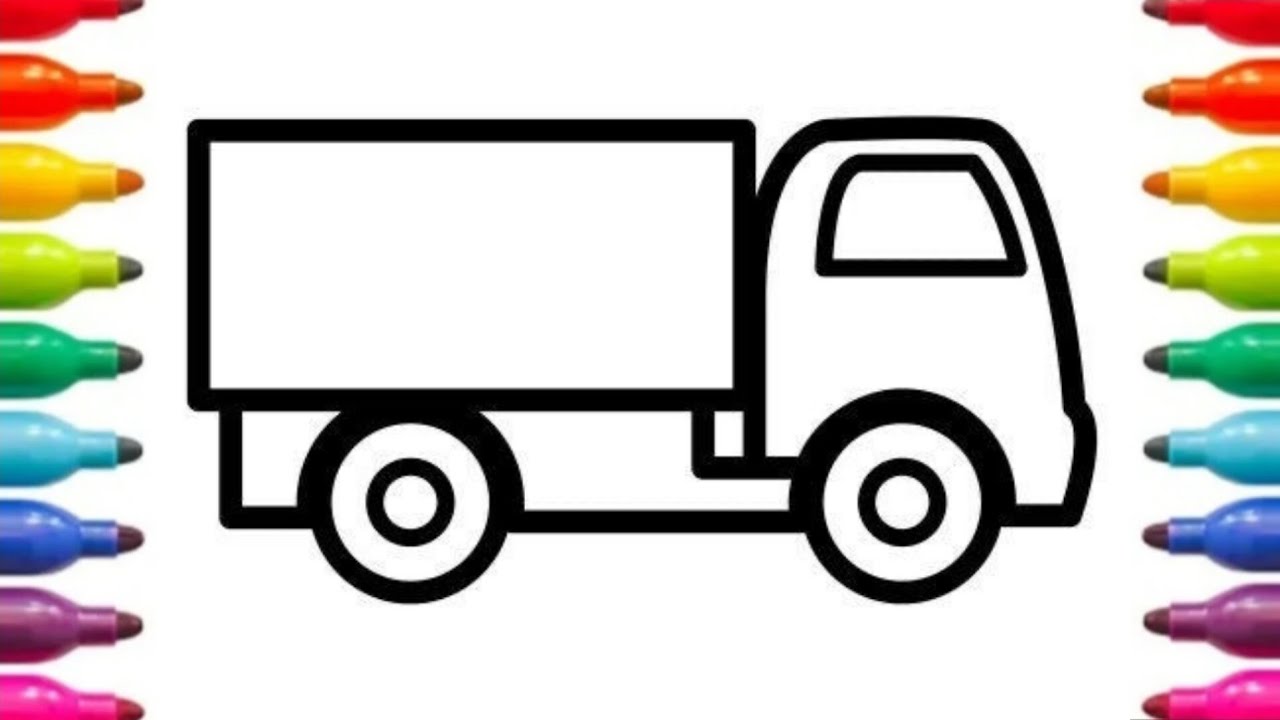 learn how to draw a big truck | drawing and colouring for kids and ...
