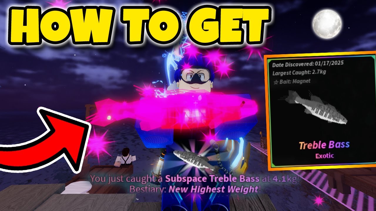 How to get the New Secret Fish *TREBLE BASS* in FISCH Roblox - YouTube