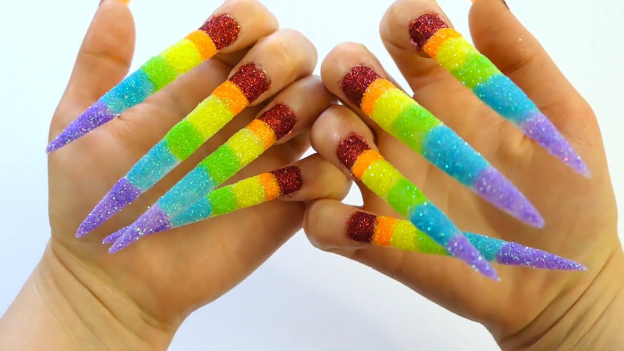 Super Long Nail Design compilation 2023, Rainbow Shine & Shimmer ...
