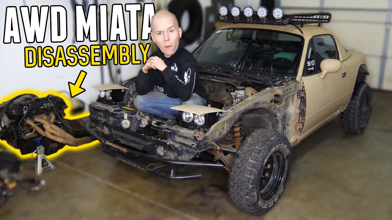 The AWD SWAP BEGINS! Disassembling the Rally Miata - YouTube