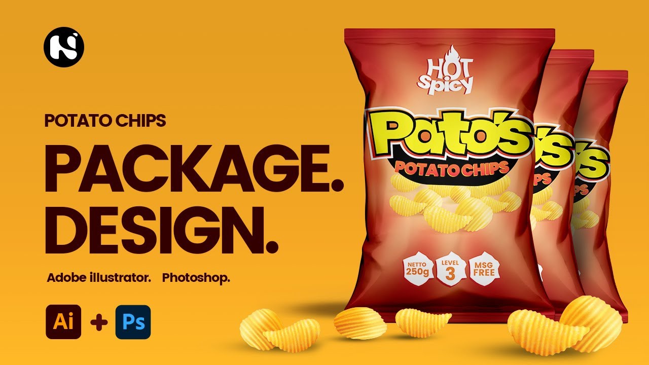 package design tutorial of Potato chips | adobe illustrator plus ...