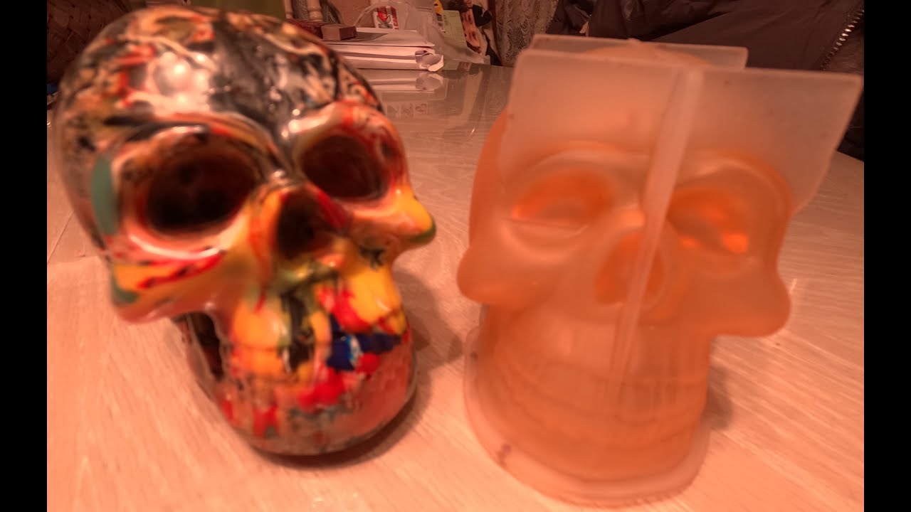 Skull molded from PLA 3D printing scrap - YouTube