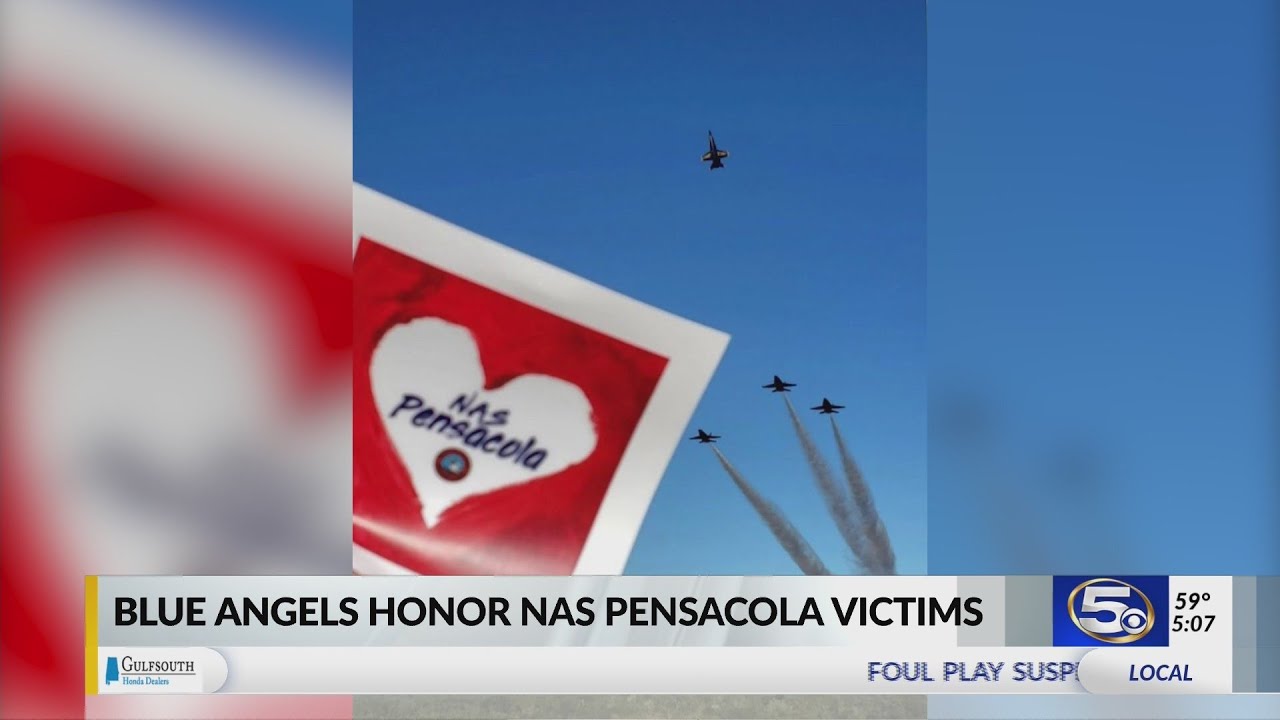 Blue Angels honor the three killed at NAS Pensacola by flying in the ...