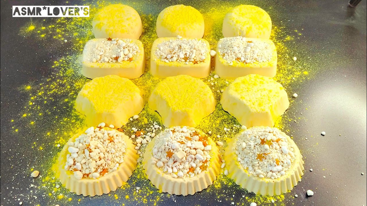 ASMR:Yellow 💛 || Baking Soda || Oddly Satisfying || Crunchy ASMR ...