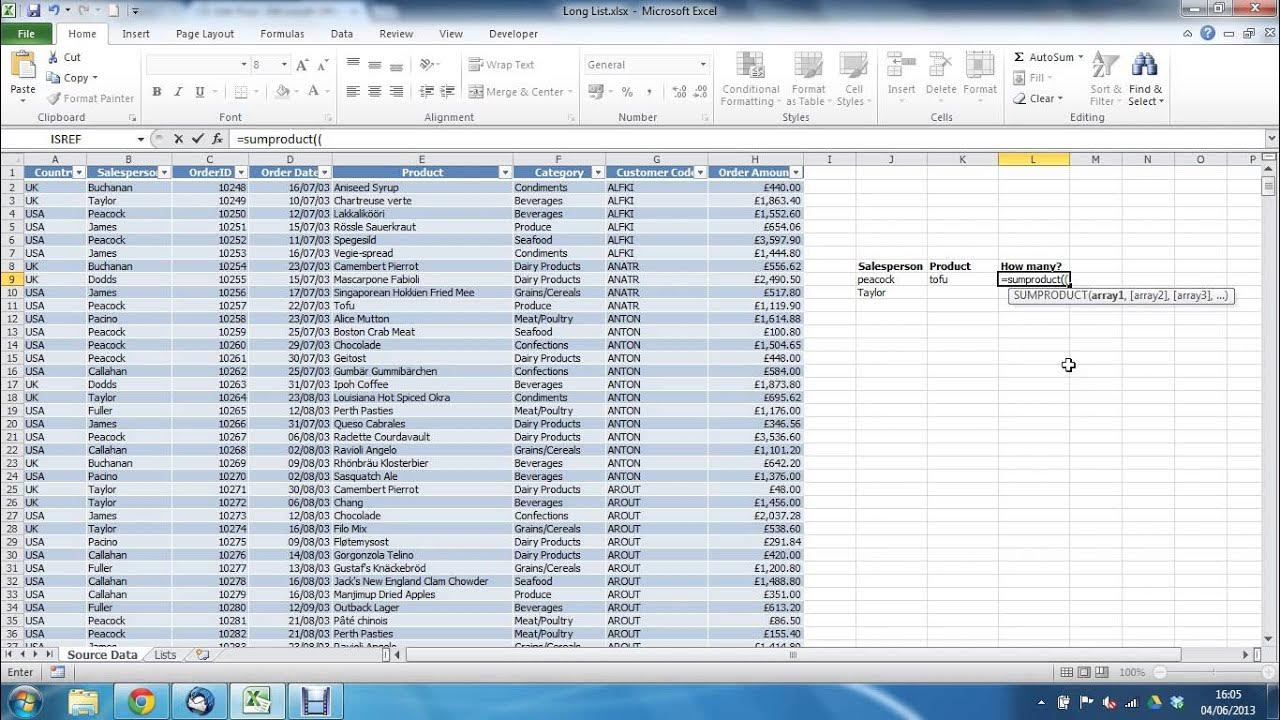Count Records using Multiple Conditions with SUMPRODUCT - YouTube