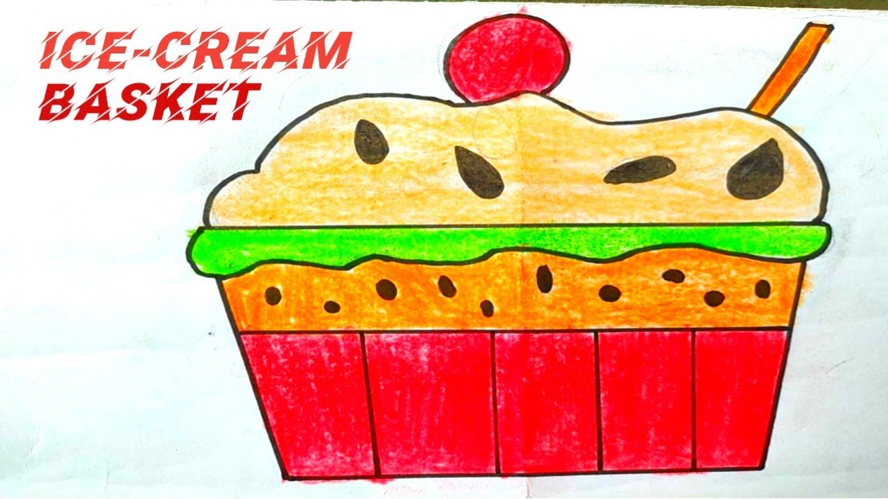 A whimsical Ice Cream Basket|How to draw easy ice-cream Bowl|आइसक्रीम ...