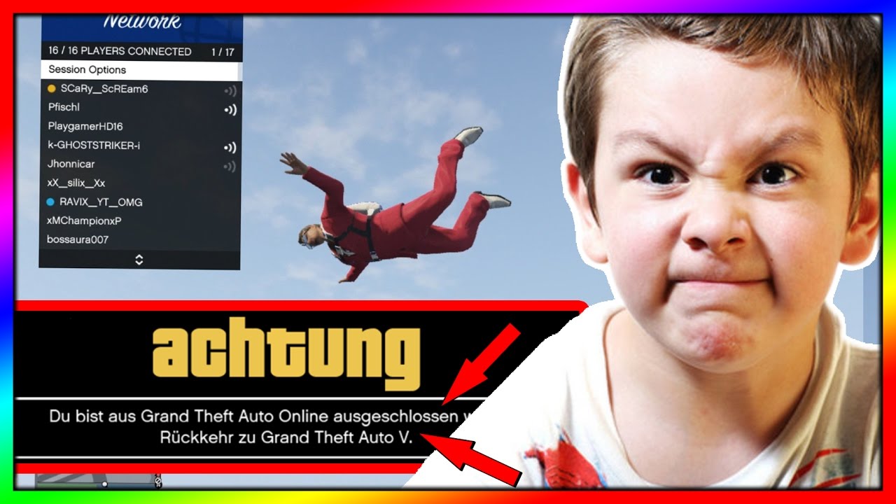 GTA 5 ONLINE - KIND WIRD GEBANNT‼ MOD MENU TROLLING | FUN LOBBY German ...
