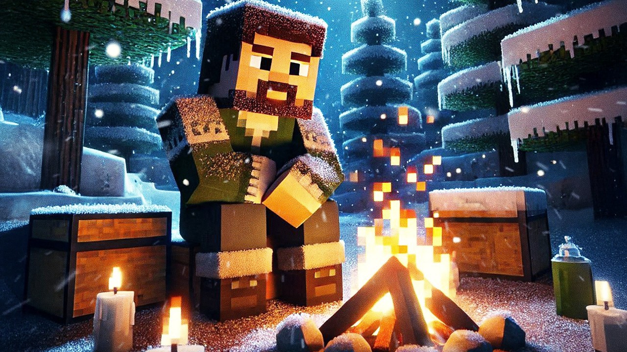 Cozy MINECRAFT Christmas Adventure - 50 DAYS Walking in a Winter ...