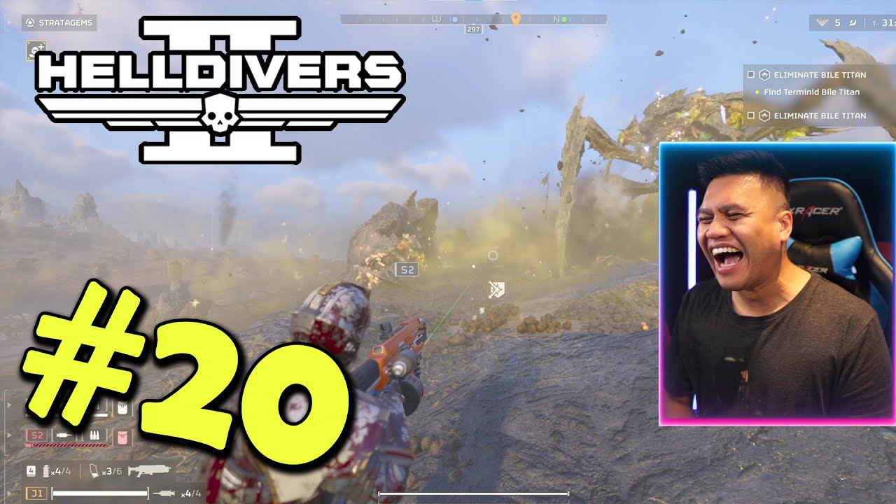 LOL HE GOT ATTACKED BY A CHARGER AND BILE TITAN!! | PART 20 | HELLDIVERS 2 - YouTube