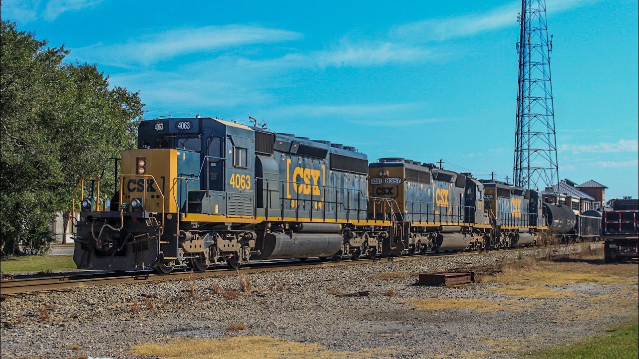 Trio 40s!!! CSX 4063 leads L727-06 through Patterson, GA at 60 MPH!!! - YouTube