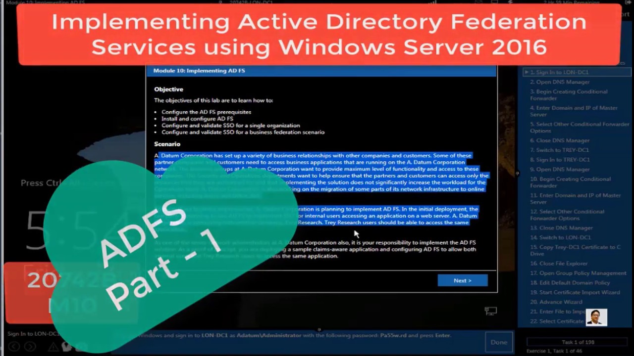 ADFS single sign on part 1 windows server 2016 - YouTube