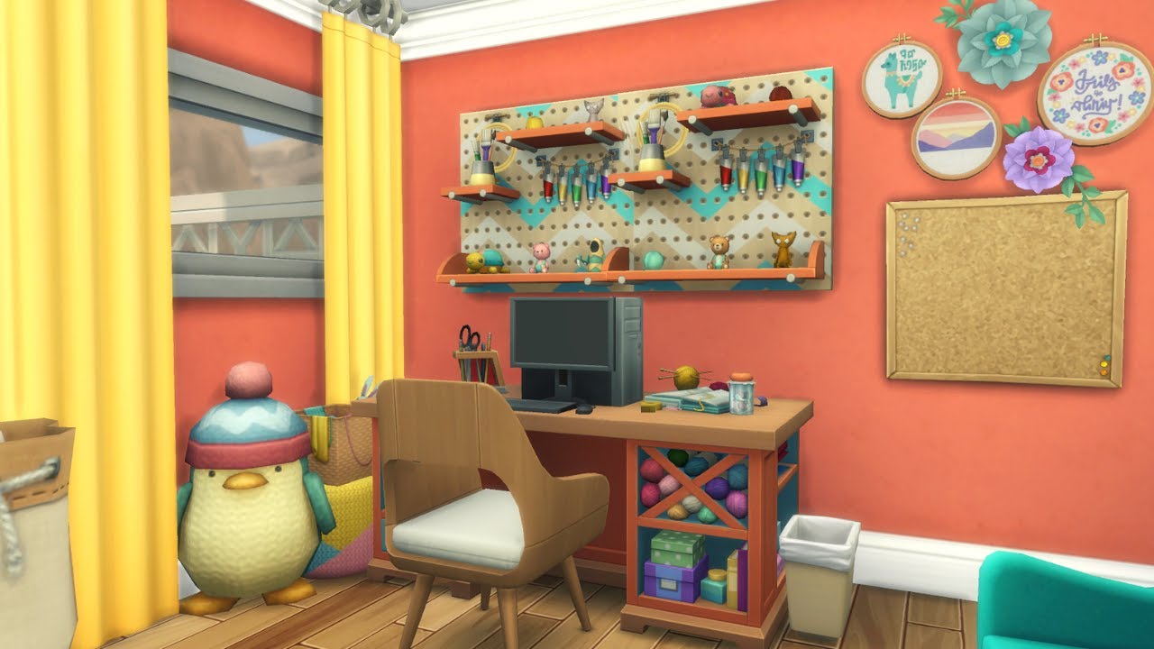 Colorful Craft Room | The Sims 4 Nifty Knitting Tiny Living Speed Build ...