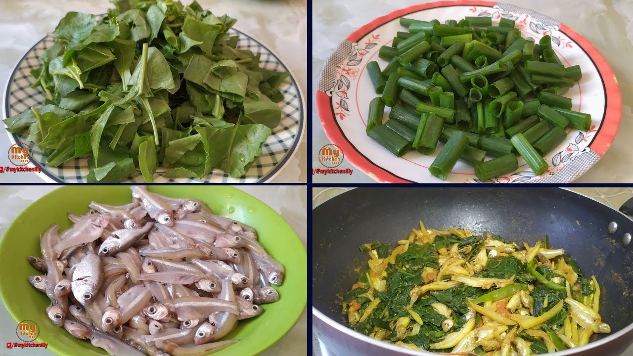 পালং শাক ও পিয়াজ পাতা দিয়ে ছোট মাছের চচ্চড়ি, গরম ভাত দিয়ে খেতে খুবই ...