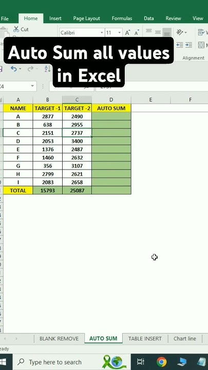 Auto Values Sum in Excel #tricks #shorts #excel #sum #excel - YouTube