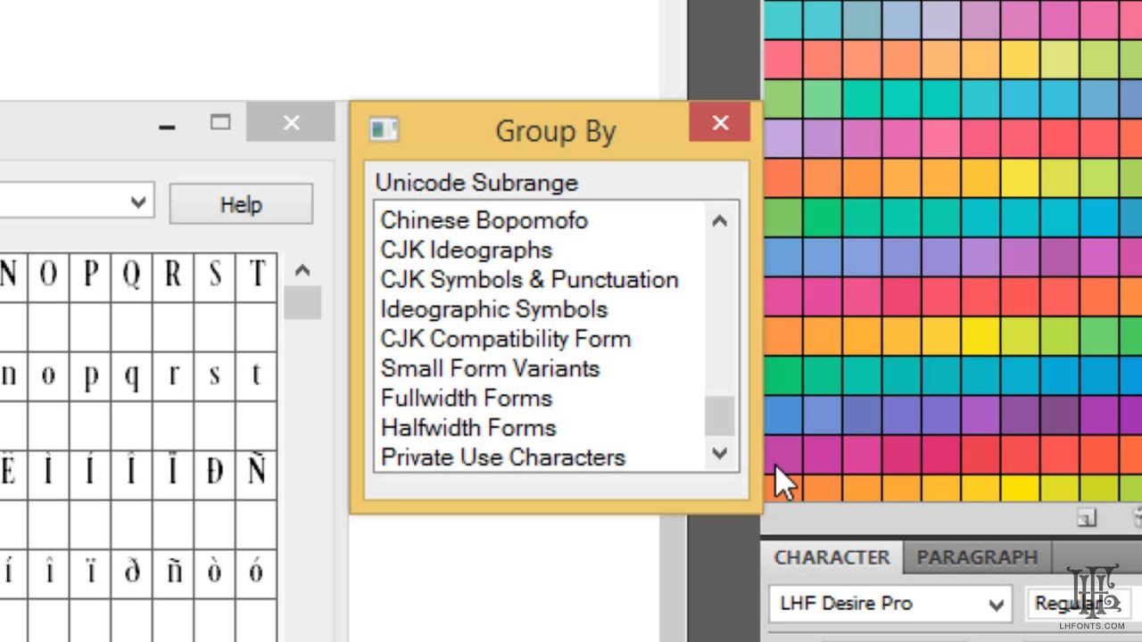 Accessing the character variations for LHF Desire with Windows ...