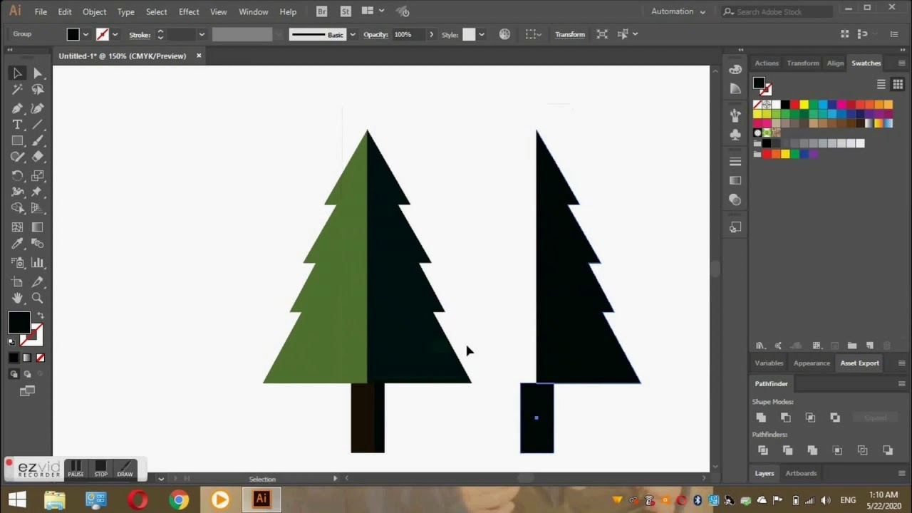 HOW TO MAKE A FLAT TREE USING BASIC SHAPE #ADOBE ILLUSTRATOR - YouTube