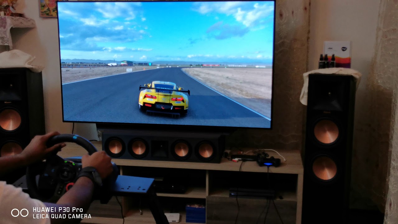 Logitech G29 Grand Turismo Sport Corvette C7 Demo on LG OLED C9 - YouTube