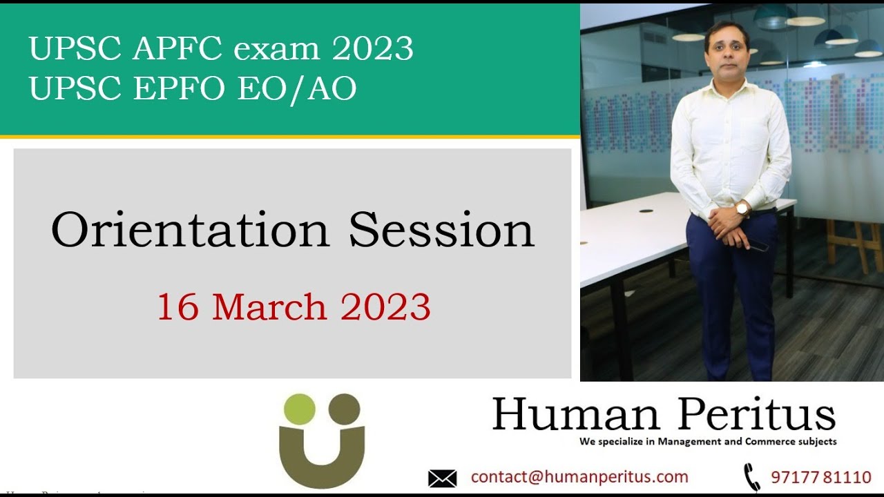 Orientation Session- UPSC EPFO APFC & EO/AO exam - YouTube