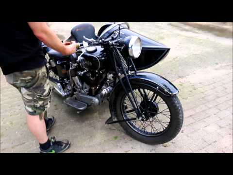 Starting of the A J S  R2 1930   www.dutch-lion-motorbikes.com