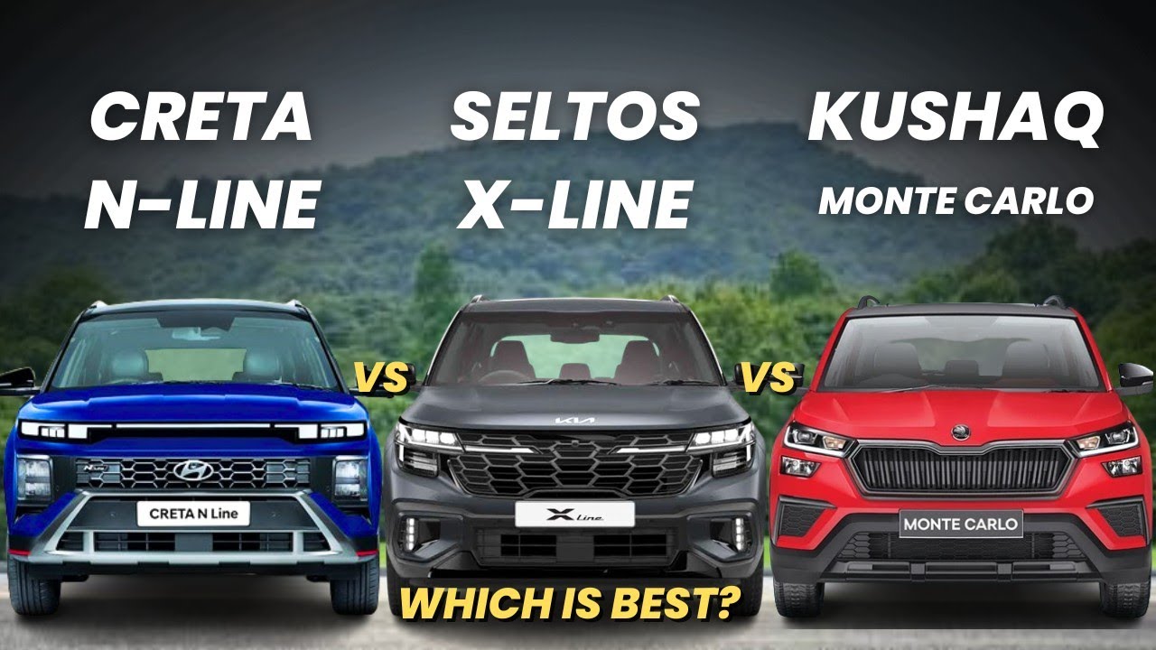 🔥Hyundai Creta N Line vs Kia Seltos X Line vs Skoda Kushaq Monte Carlo🔥 ...