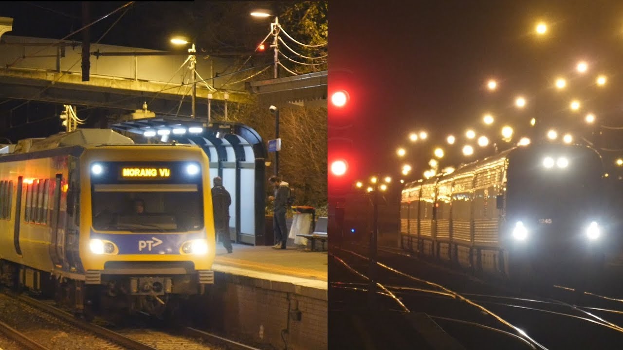Metro and V/Line Regional Trains at Night - YouTube