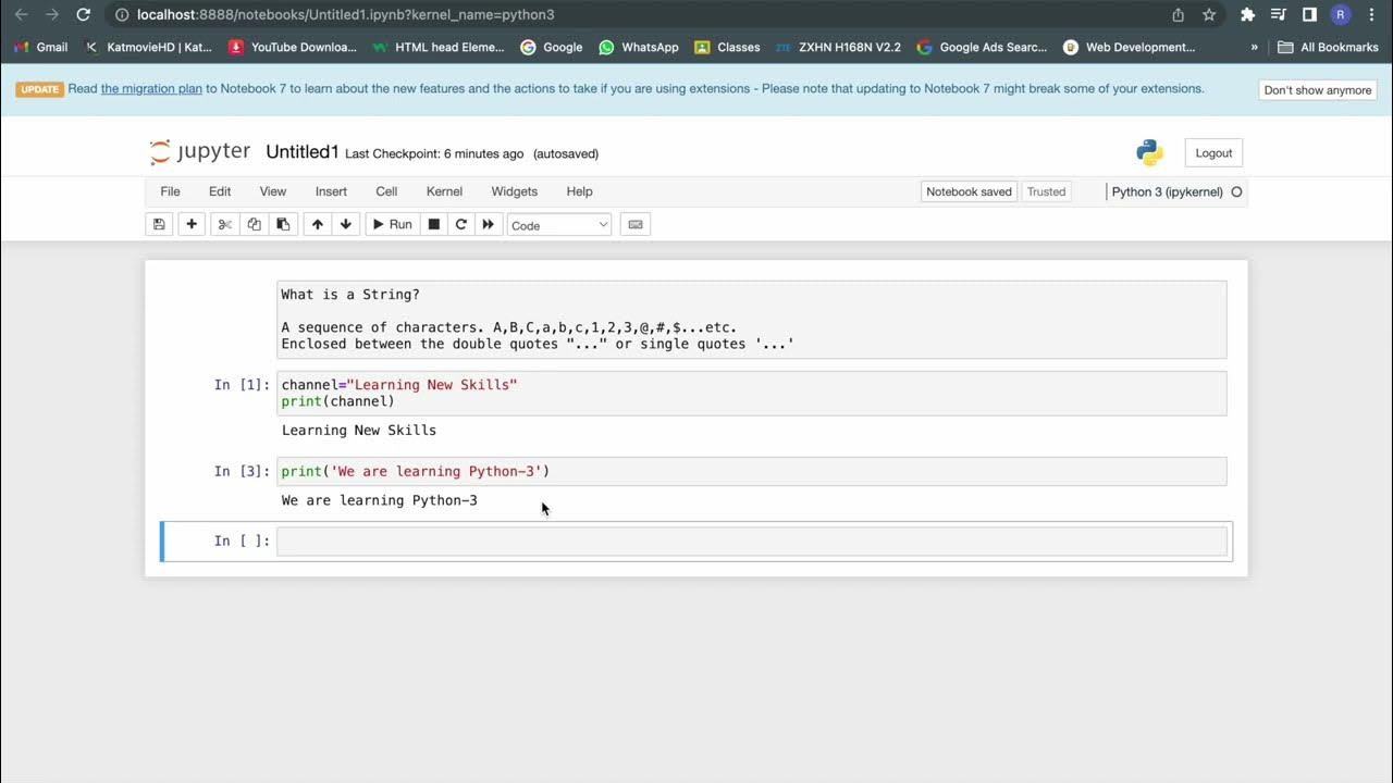 Python: Jupyter Notebook What is a String? Urdu:Hindi-7 - YouTube