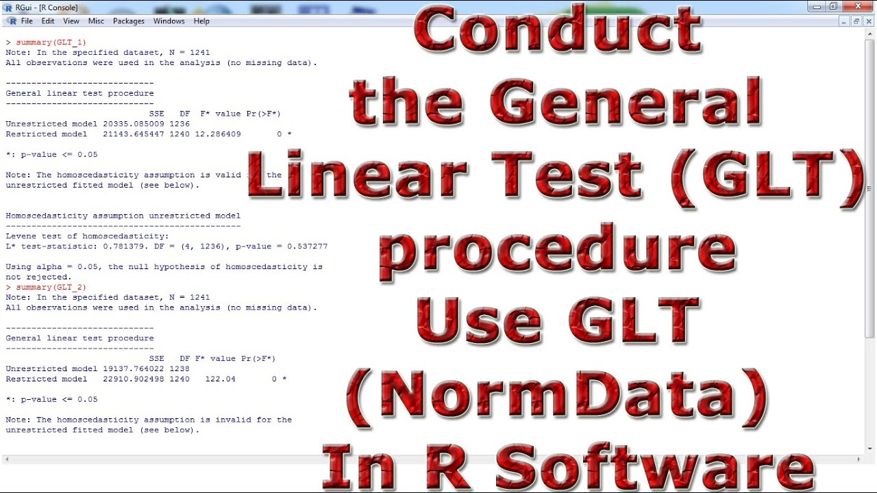 Conduct the General Linear Test (GLT) procedure Use GLT (NormData) With ...