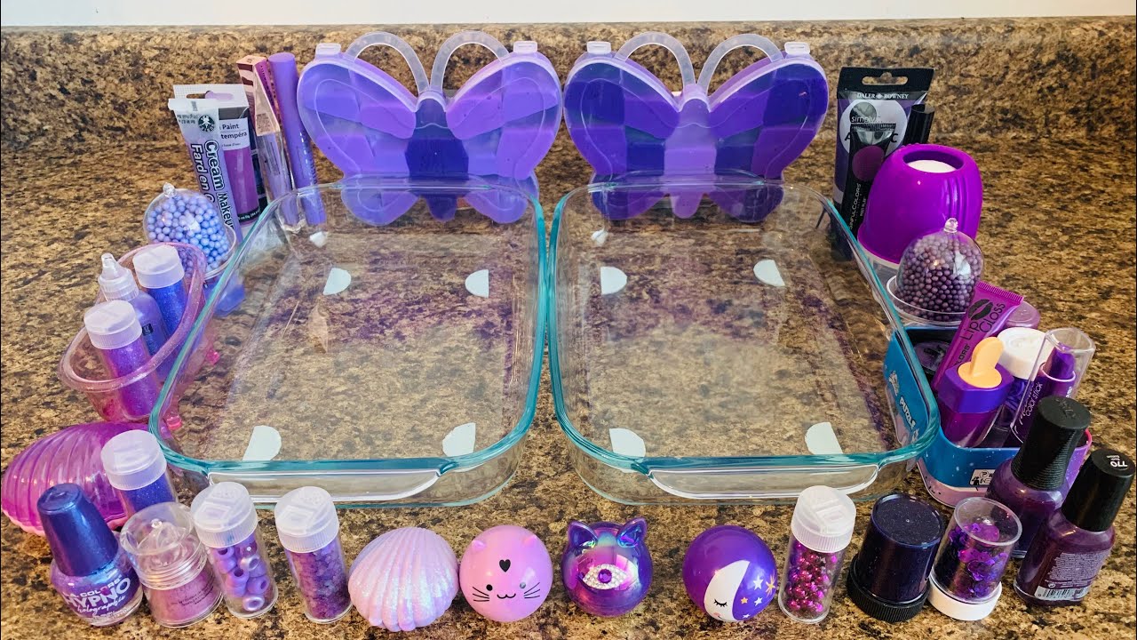 DARK VS LIGHT PURPLE SLIME''(MIXING GLITTER LIPSTICK & MORE TO SLIME ...