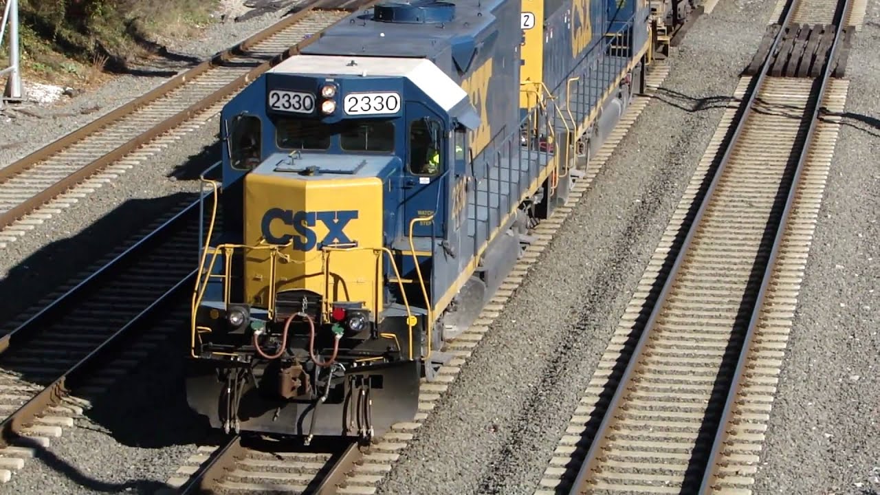 Loaded CSX Ribbon Rail Train & a YN1 EMD - YouTube