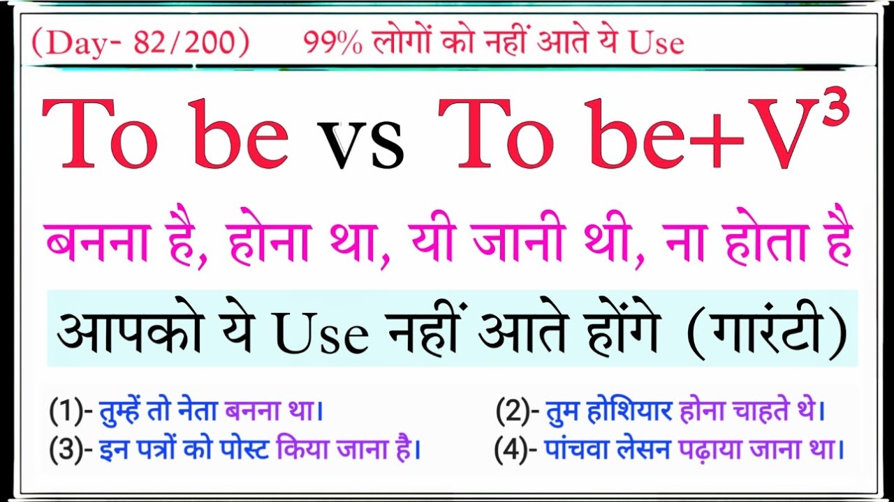 Use of To be | Use of to be + v3 | All Uses of To be | English with ...