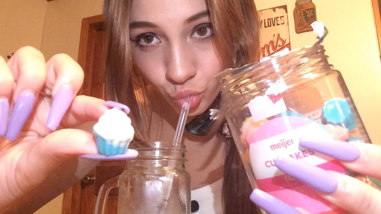 ASMR MEMBERS ONLY - SLURPING CHOCOLATE MILK & GUMMY CUPCAKES - YouTube