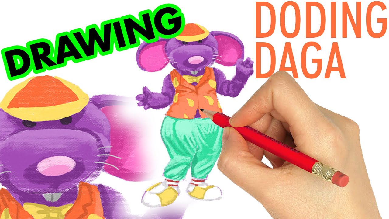 how to draw Doding Daga Rat in a Hat of Bananas in Pajamas | Art Theapy - YouTube